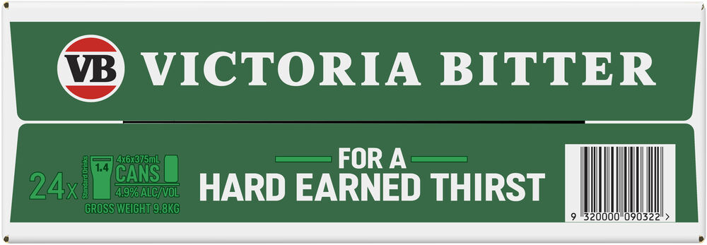 Victoria Bitter Can 375mL - Single, 6 & 24 Pack Deals