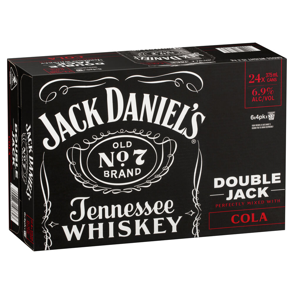 Jack Daniels Double Jack & Cola Can 375mL - Single, 4 & 24 Pack Deals