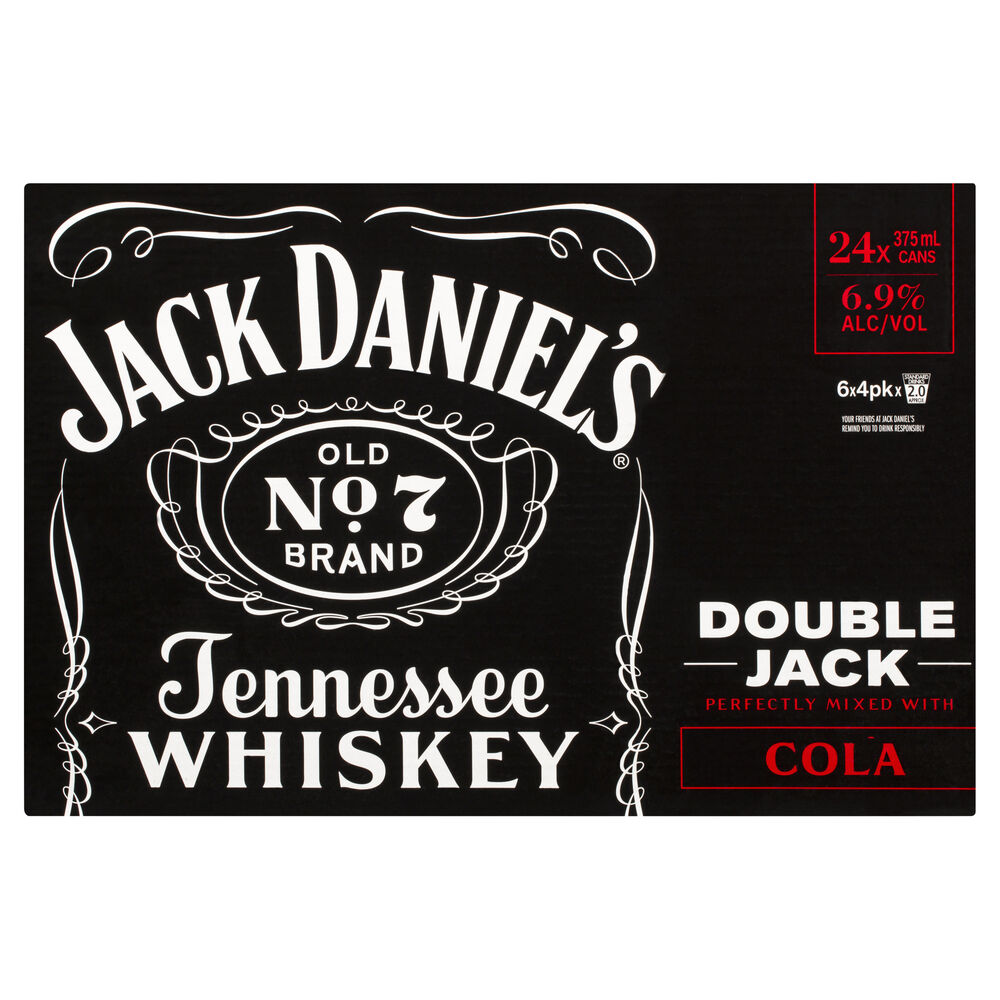 Jack Daniels Double Jack & Cola Can 375mL - Single, 4 & 24 Pack Deals
