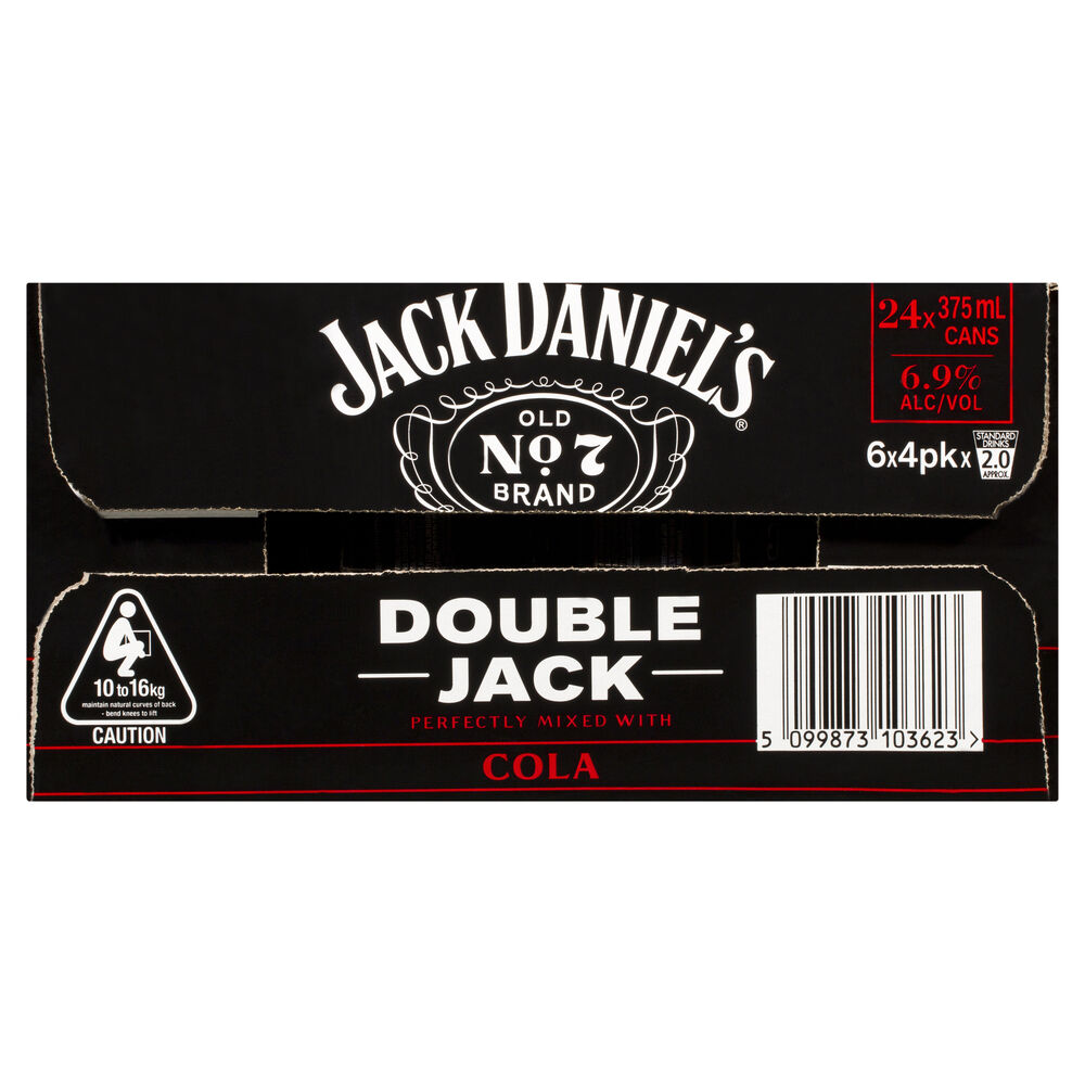 Jack Daniels Double Jack & Cola Can 375mL - Single, 4 & 24 Pack Deals