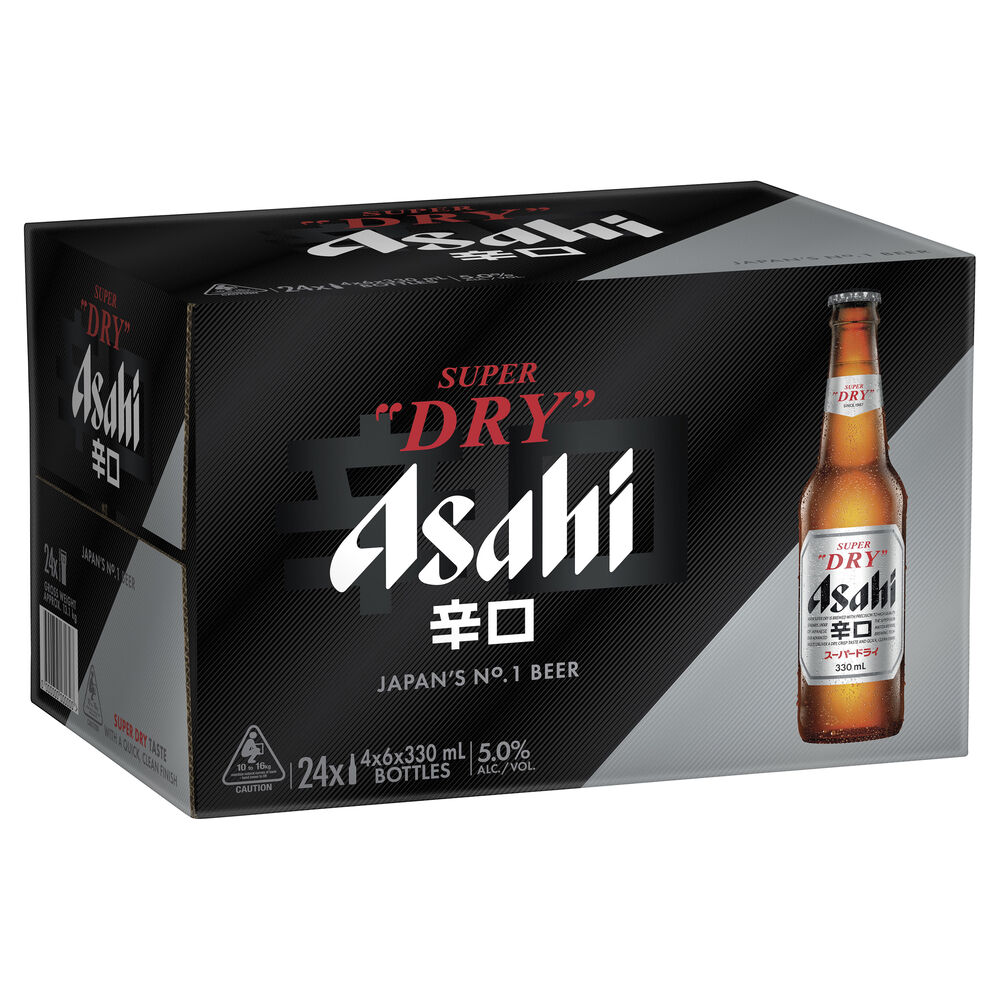 Asahi Super Dry Bottle 330mL - Single, 6 & 24 Pack Deals