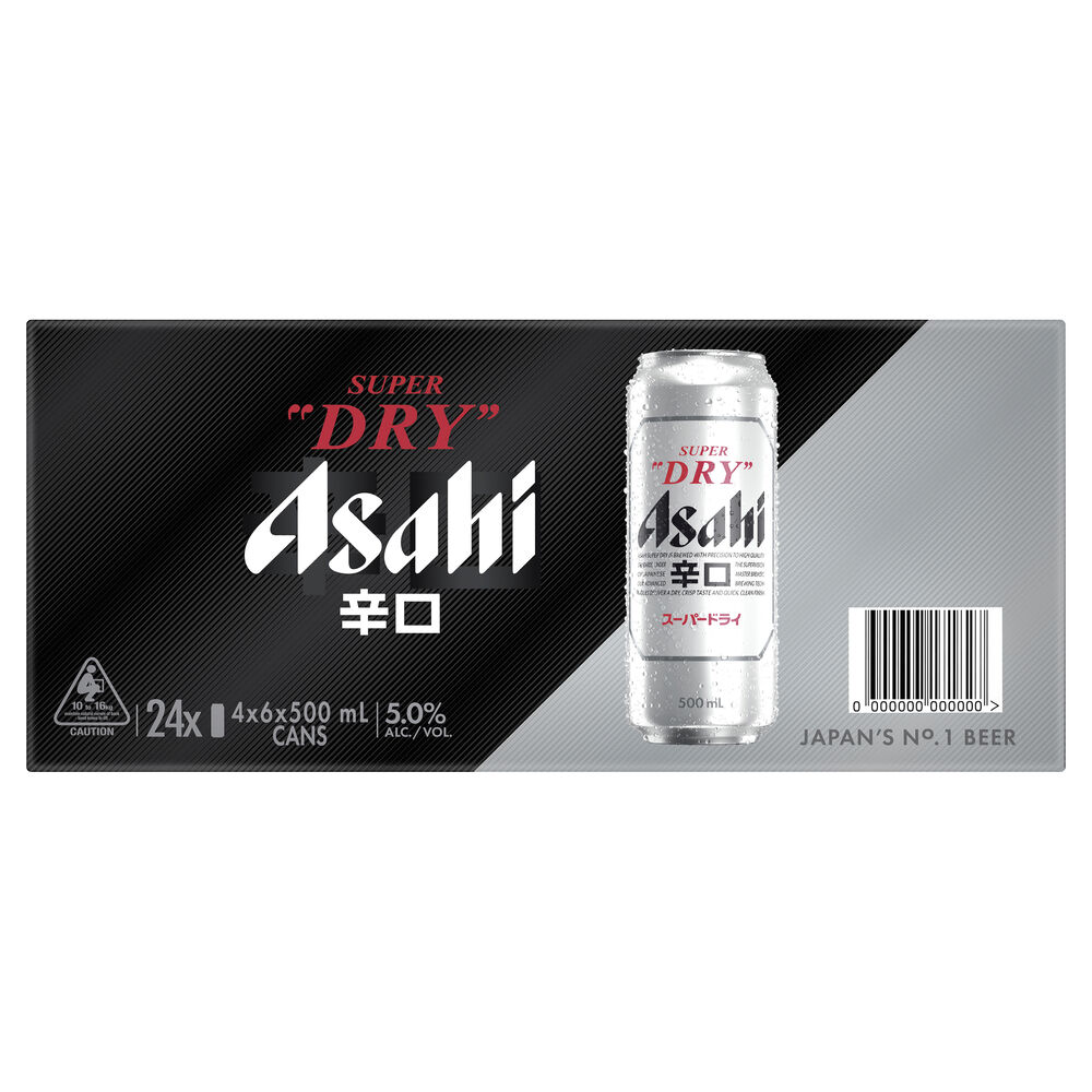 Asahi Super Dry Cans 500mL - Single, 6 & 24 Pack Deals