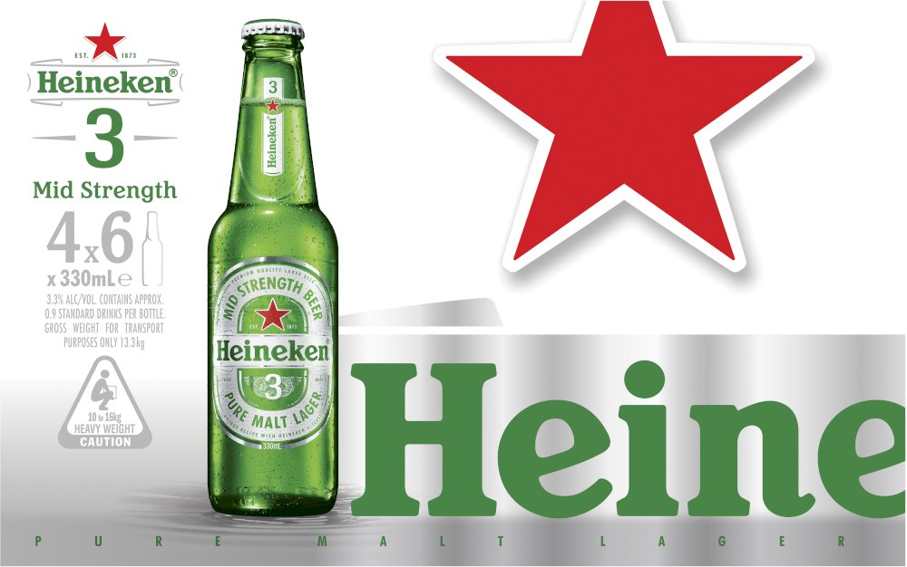 Heineken 3 Bottle 330mL | Liquorland
