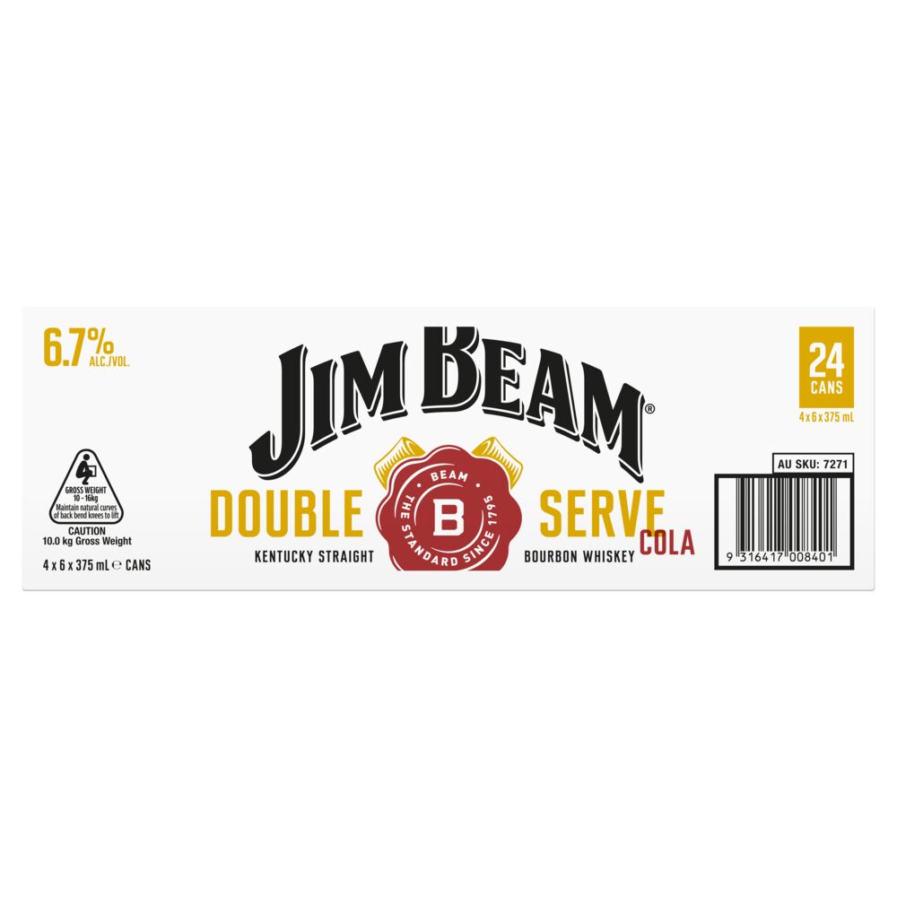 Jim Beam Double Serve Can 375mL - Single, 6 & 24 Pack Deals