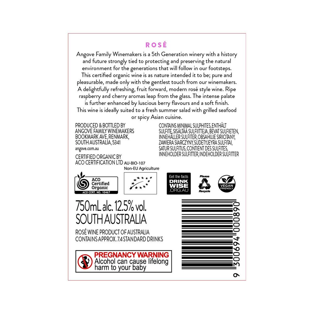 Angove Organic Rosé 750ml - Low Prices & Fast Delivery