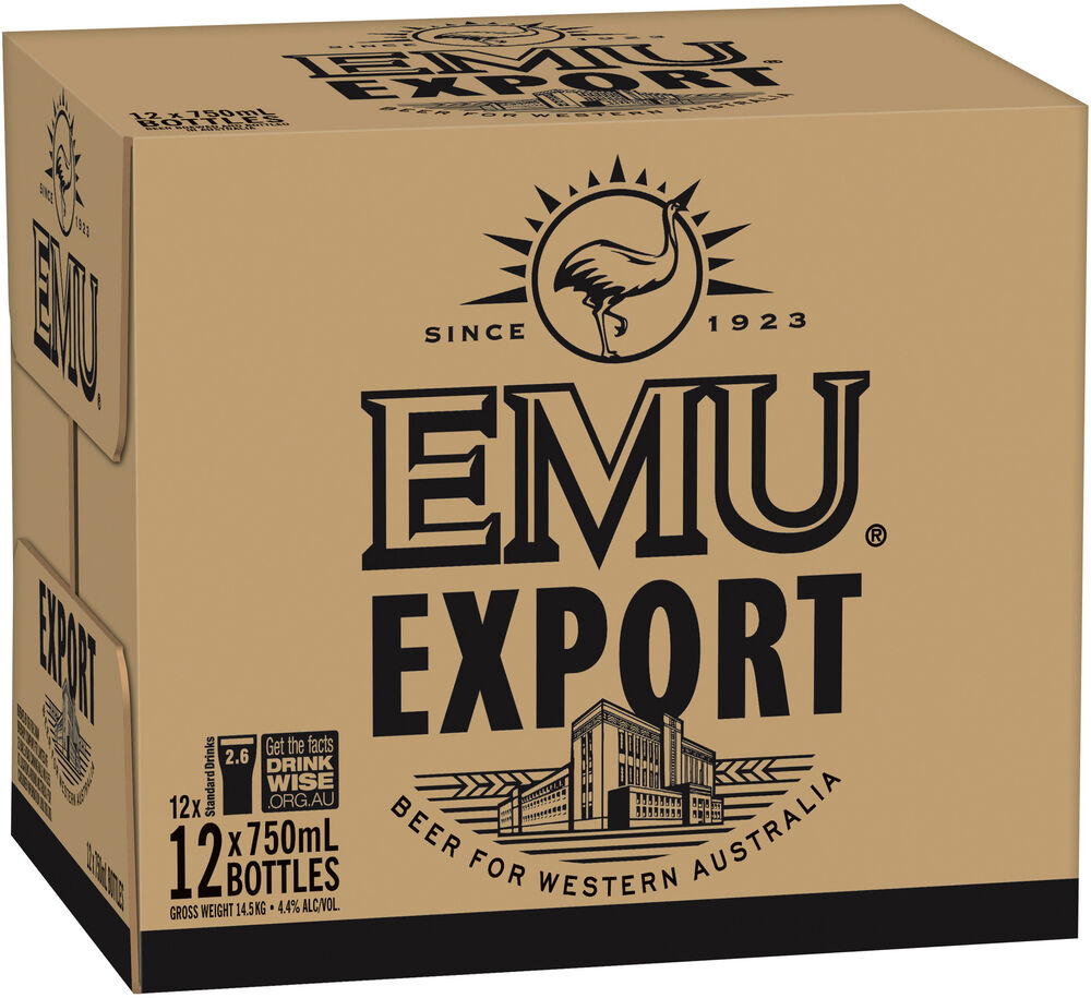 Emu Export Bottle 750mL - Single, 12 Pack & CTN 12 Deals