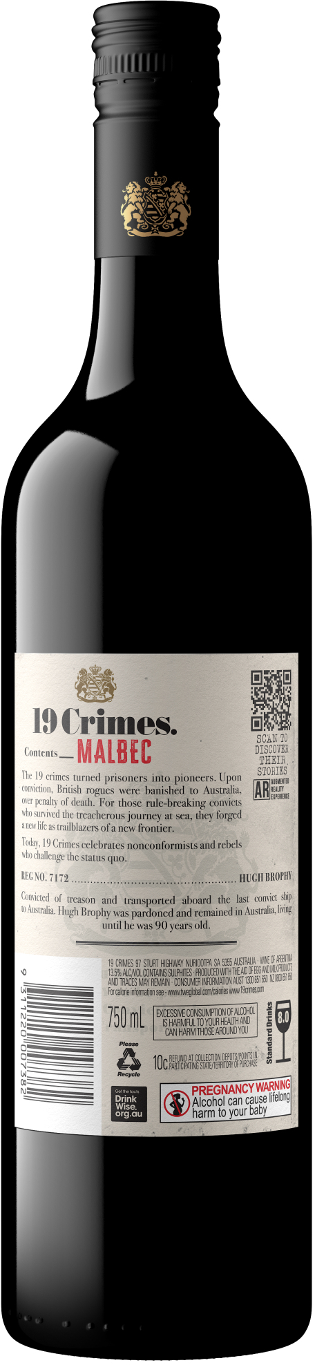 19 Crimes Malbec 750ml - Low Prices
