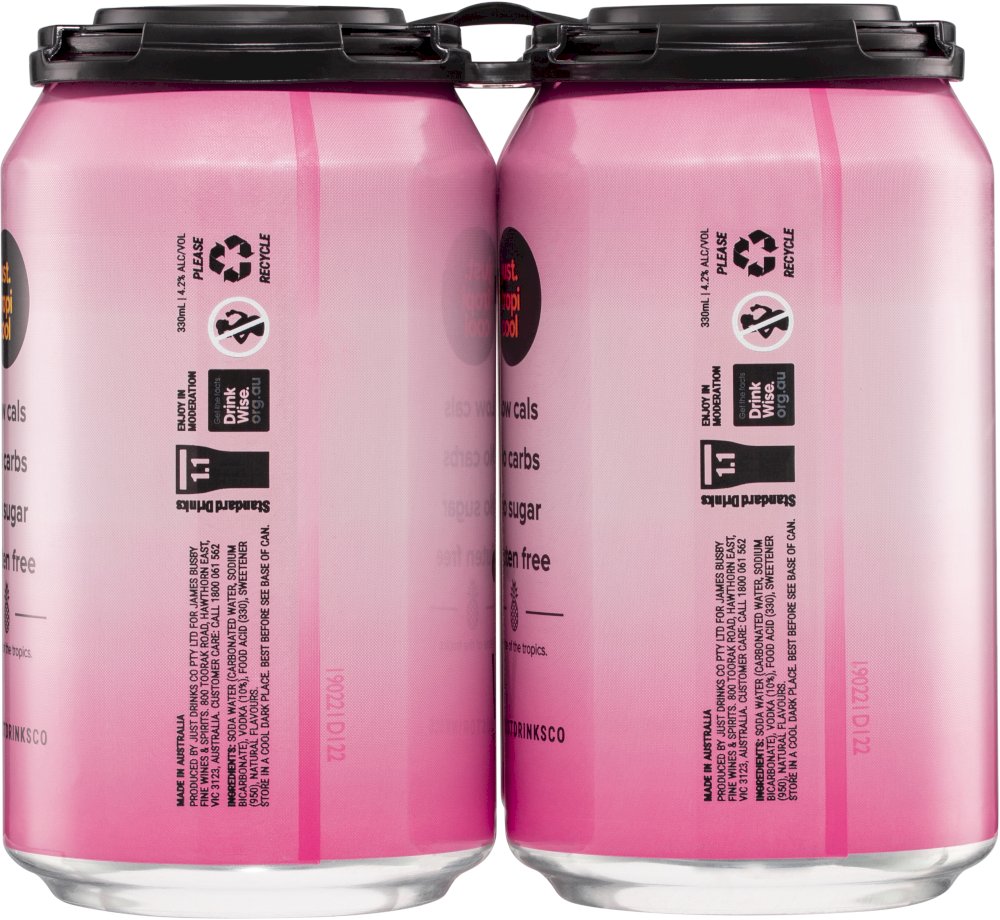 Just Vodka Tropical Can 330mL - 4 & 16 Pack Deals