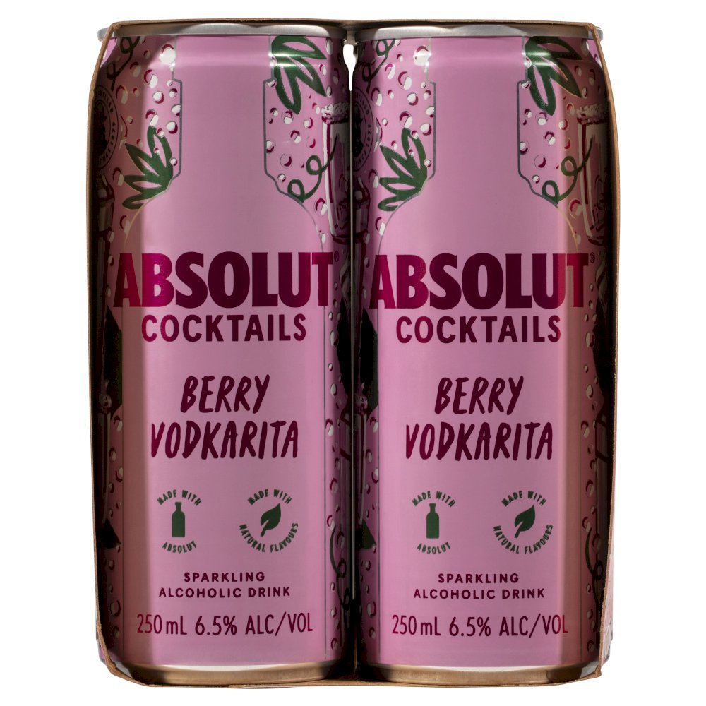 Absolut Cocktails Berry Vodkarita Can 250ml | Liquorland