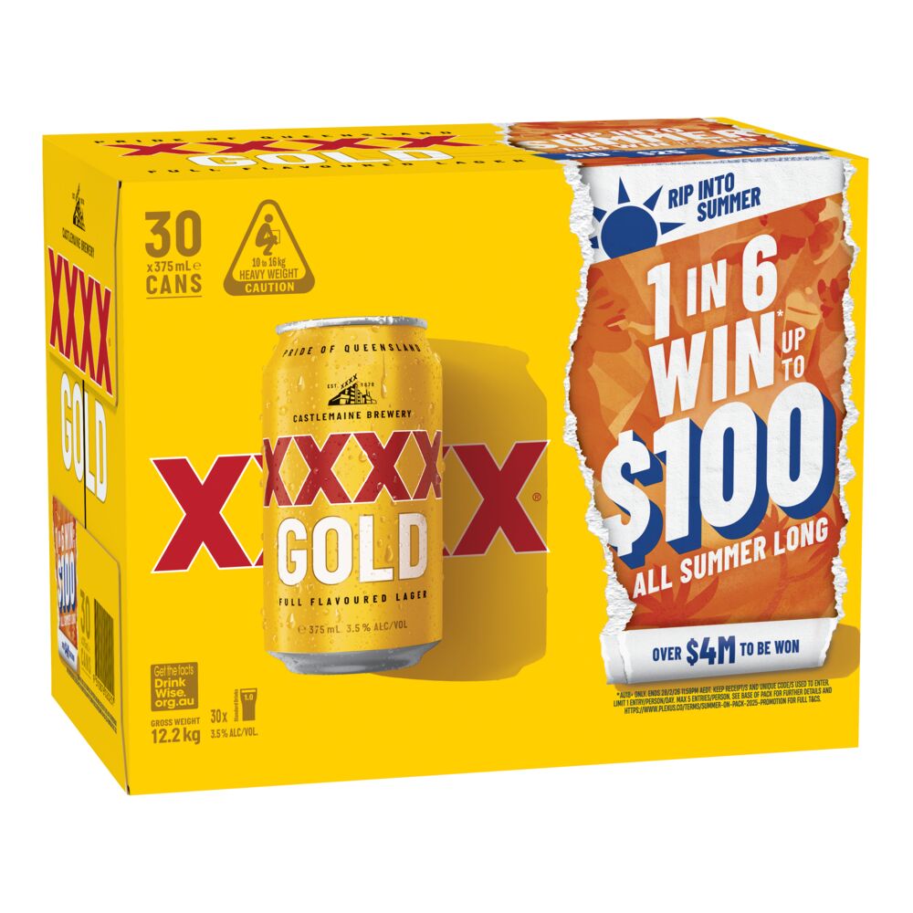 XXXX Gold Block Can 375mL - 30 Pack Deals