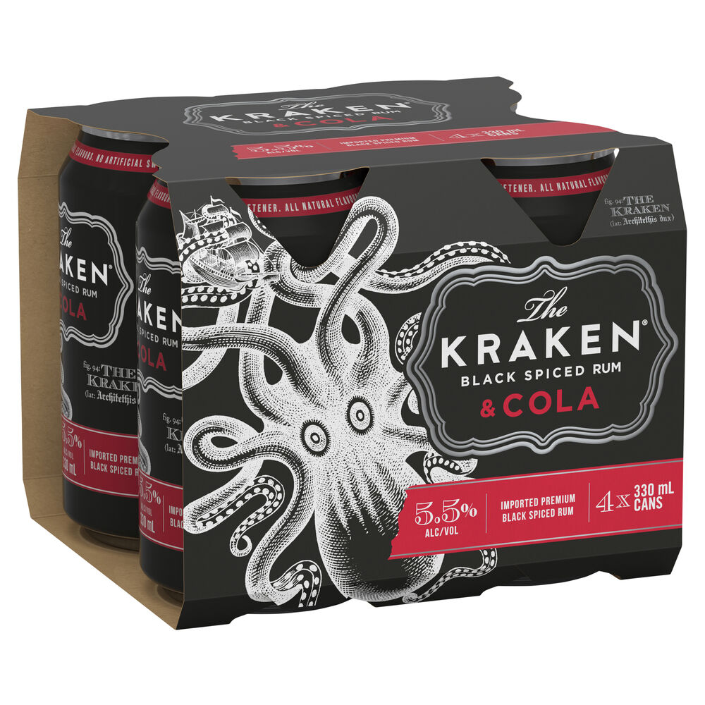 The Kraken Spiced Rum & Cola Can 330mL | Liquorland