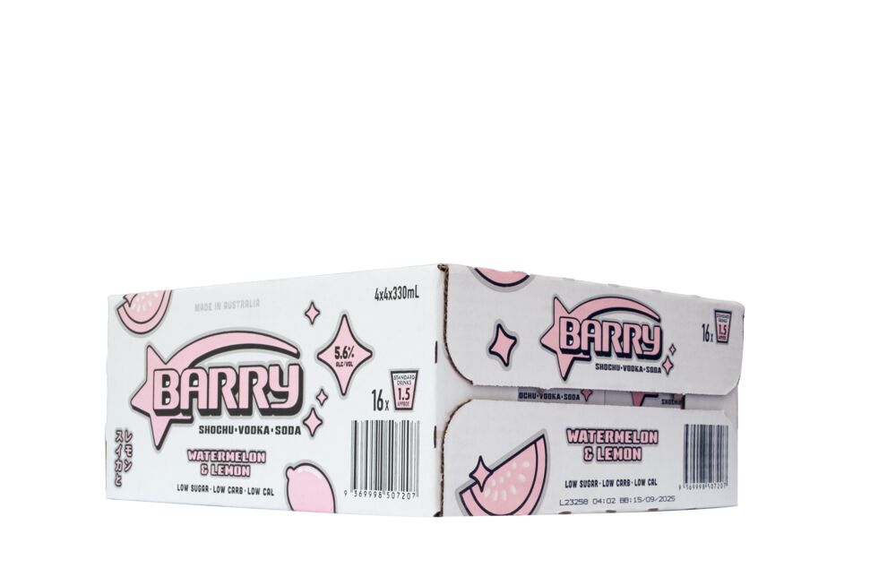 Barry Watermelon & Lemon Can 330mL - Single, 4 & 16 Pack Deals
