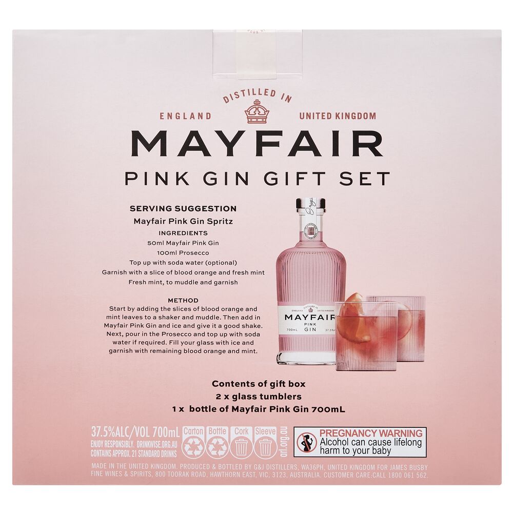 Mayfair Pink Gin Gift Pack 700ml - Low Prices