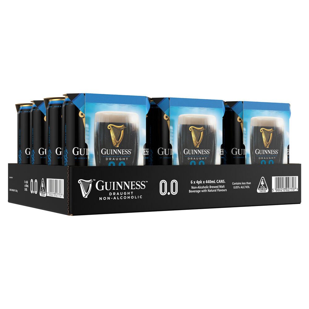 Guinness Draught 0.0 Can 440mL - Single, 4 & 24 Pack Deals