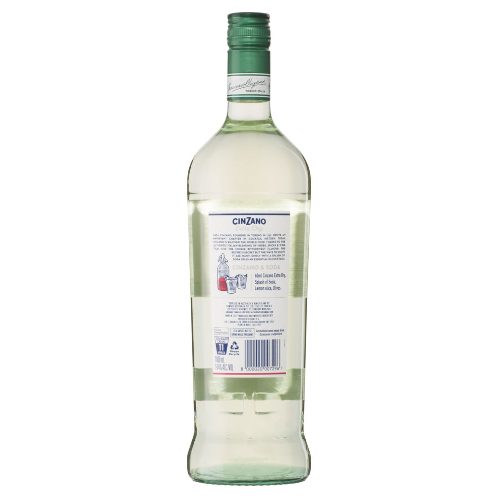 Cinzano Dry Vermouth 1000ml - Low Prices