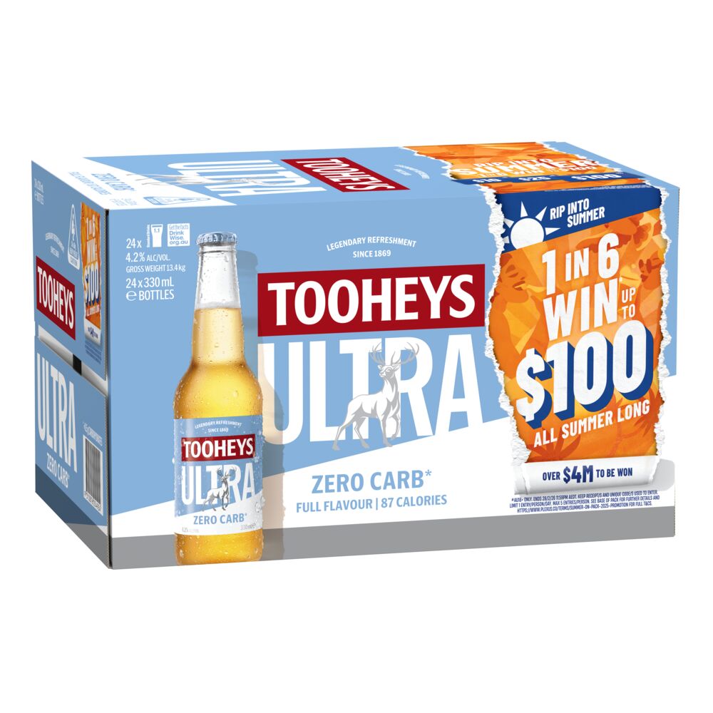 Tooheys Ultra Bottle 330mL - Single, 6 & 24 Pack Deals