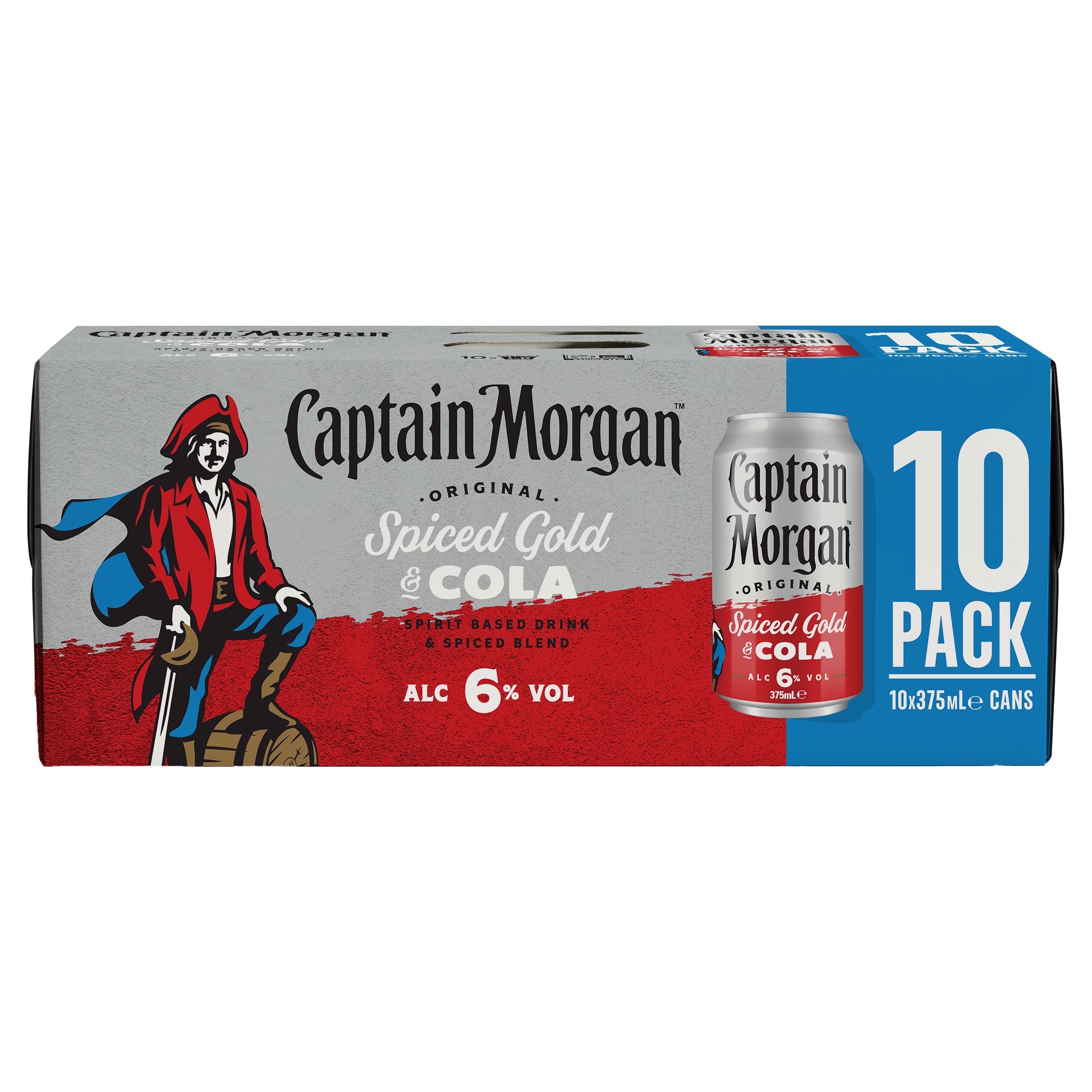 Captain Morgan Spiced Rum & Cola Can 375mL 10pk | Liquorland