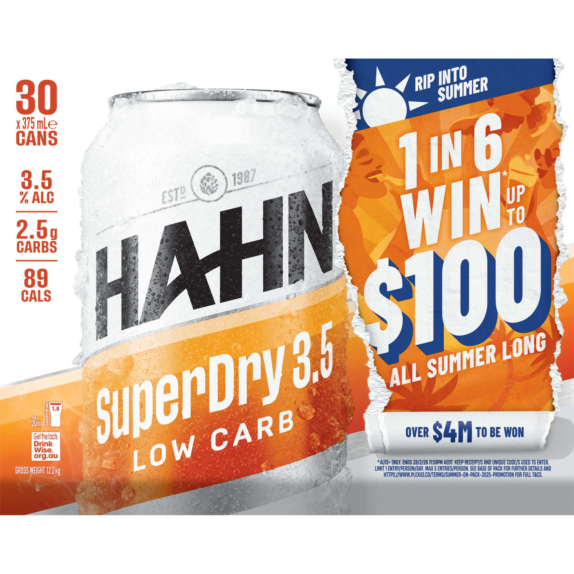 Hahn Super Dry 3.5 Block Can 375mL - 30 Pack Deals