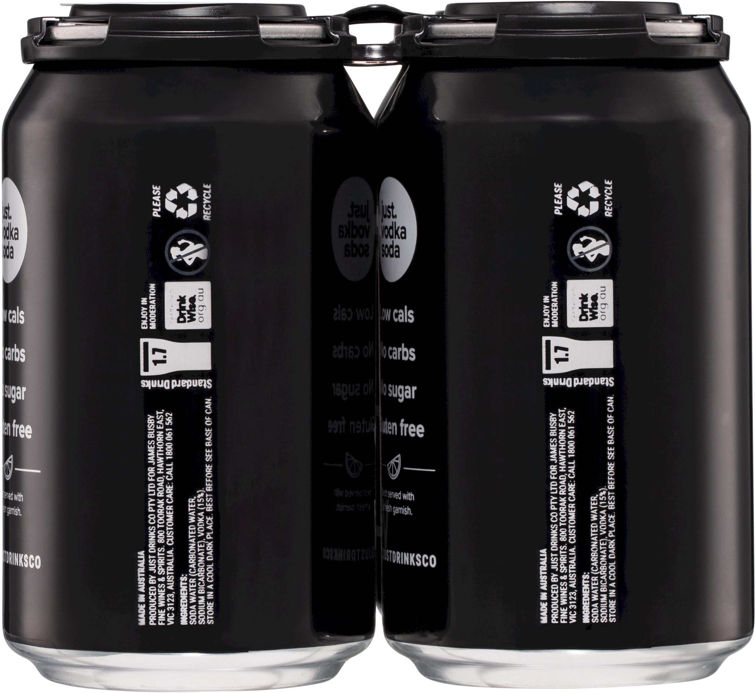 Just Vodka Soda Black 330mL | First Choice Liquor Market