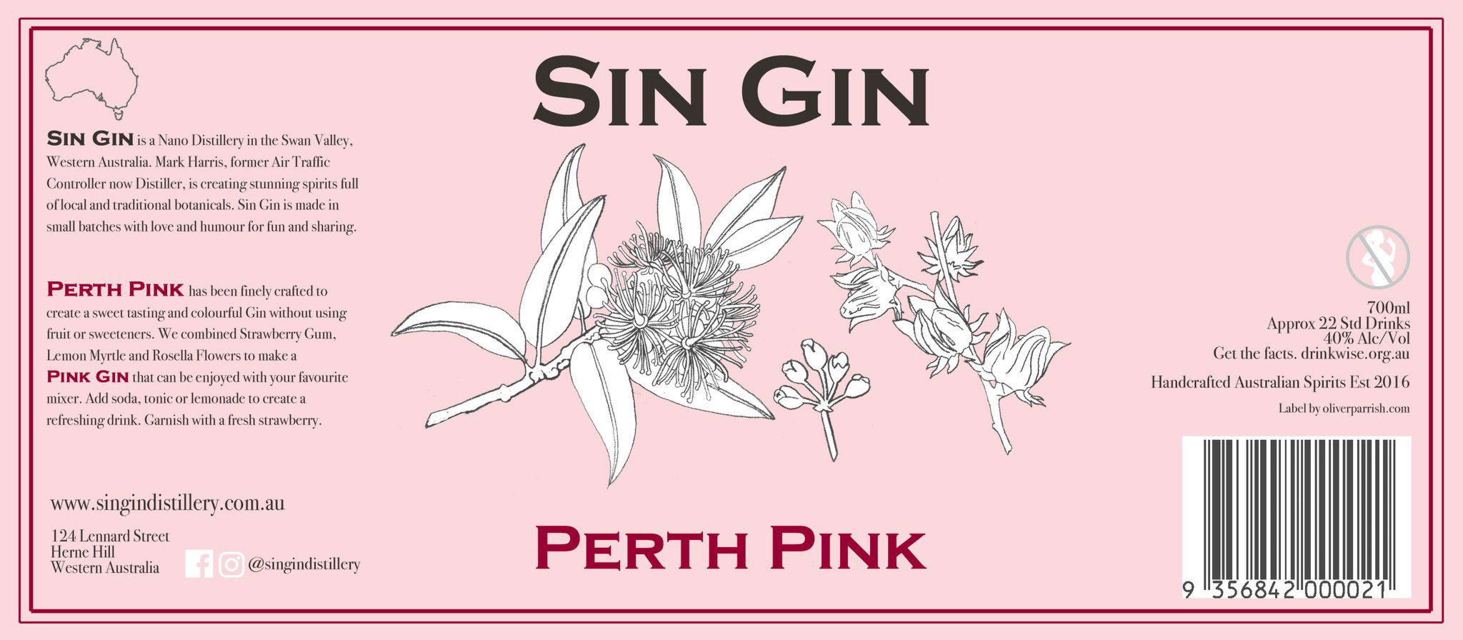 Sin Gin Perth Pink 700ml | Liquorland