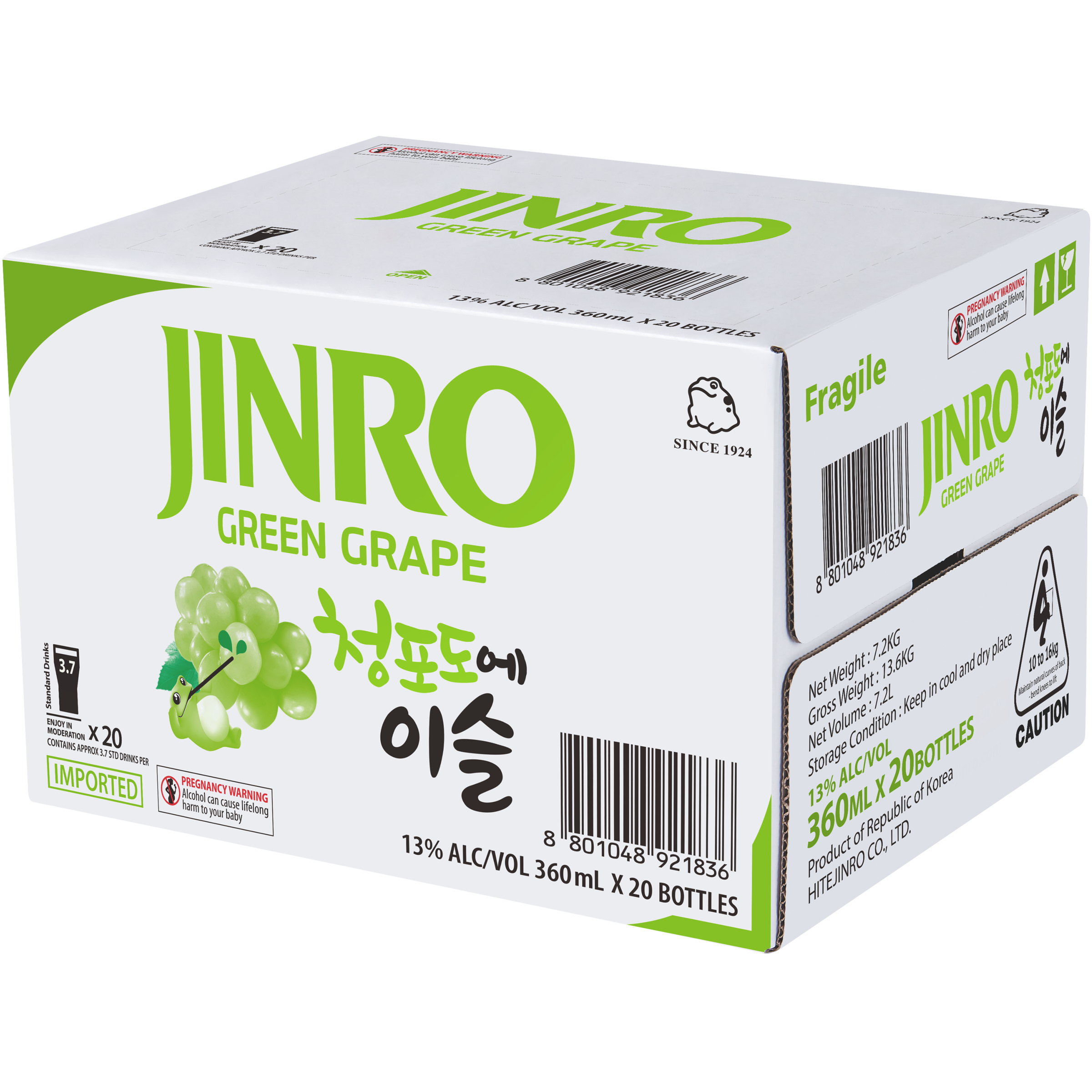 Jinro Green Grape Soju Bottle 360mL | Liquorland