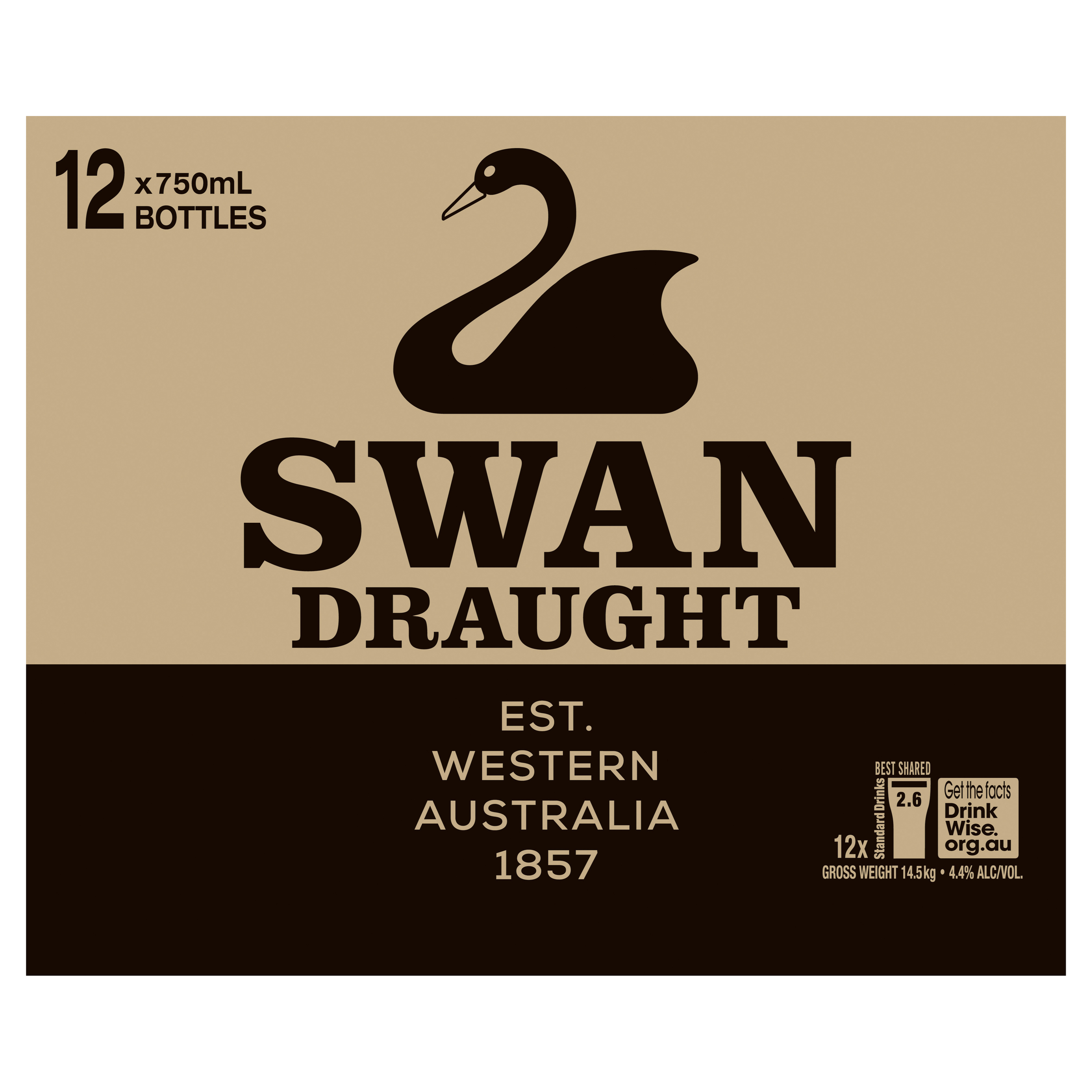 Swan Draught Bottle 750mL - 12 Pack Deals
