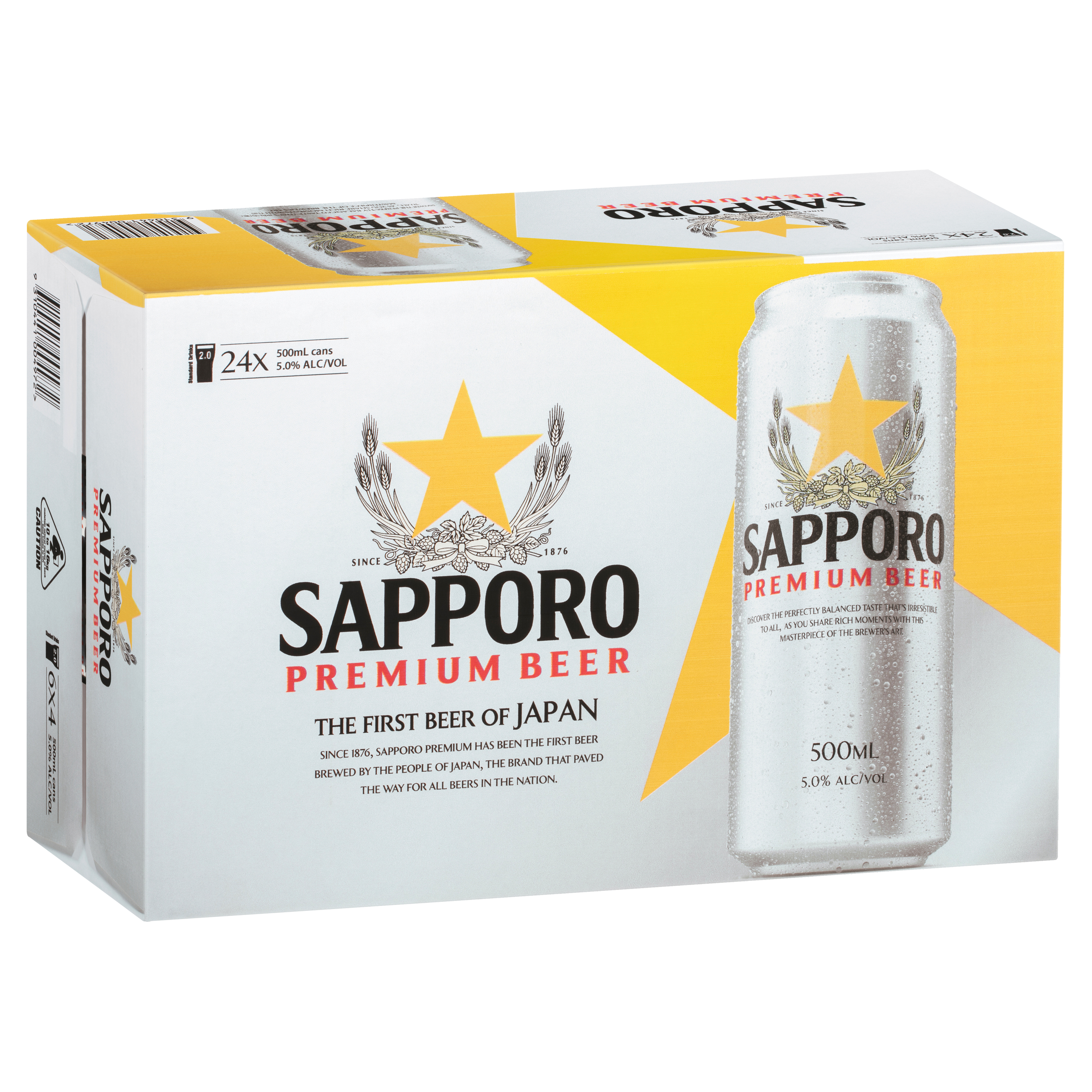 Sapporo Can 500mL - Single, 4 & 24 Pack Deals