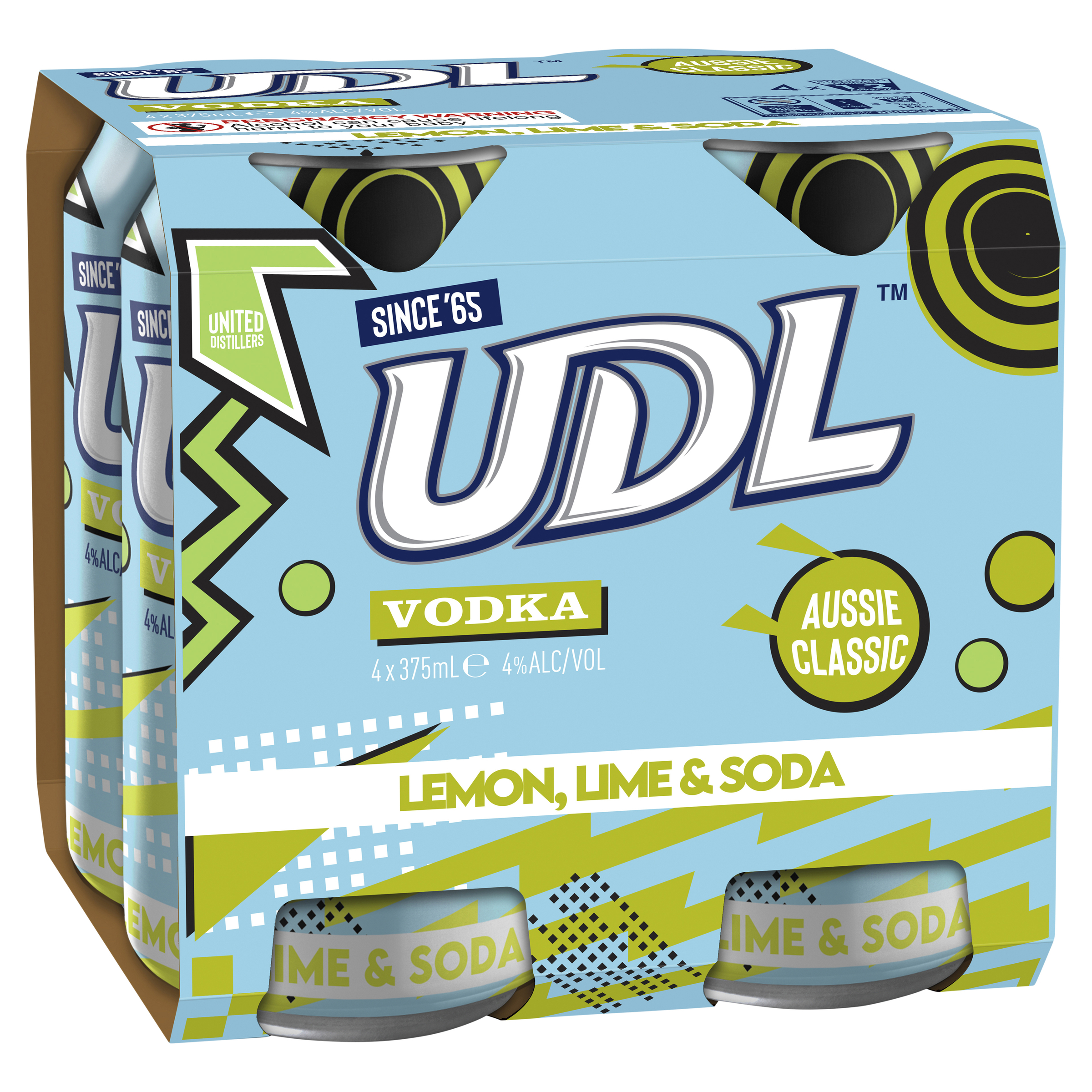 UDL Vodka Lemon Lime & Soda Can 375mL - Single, 4 & 24 Pack Deals