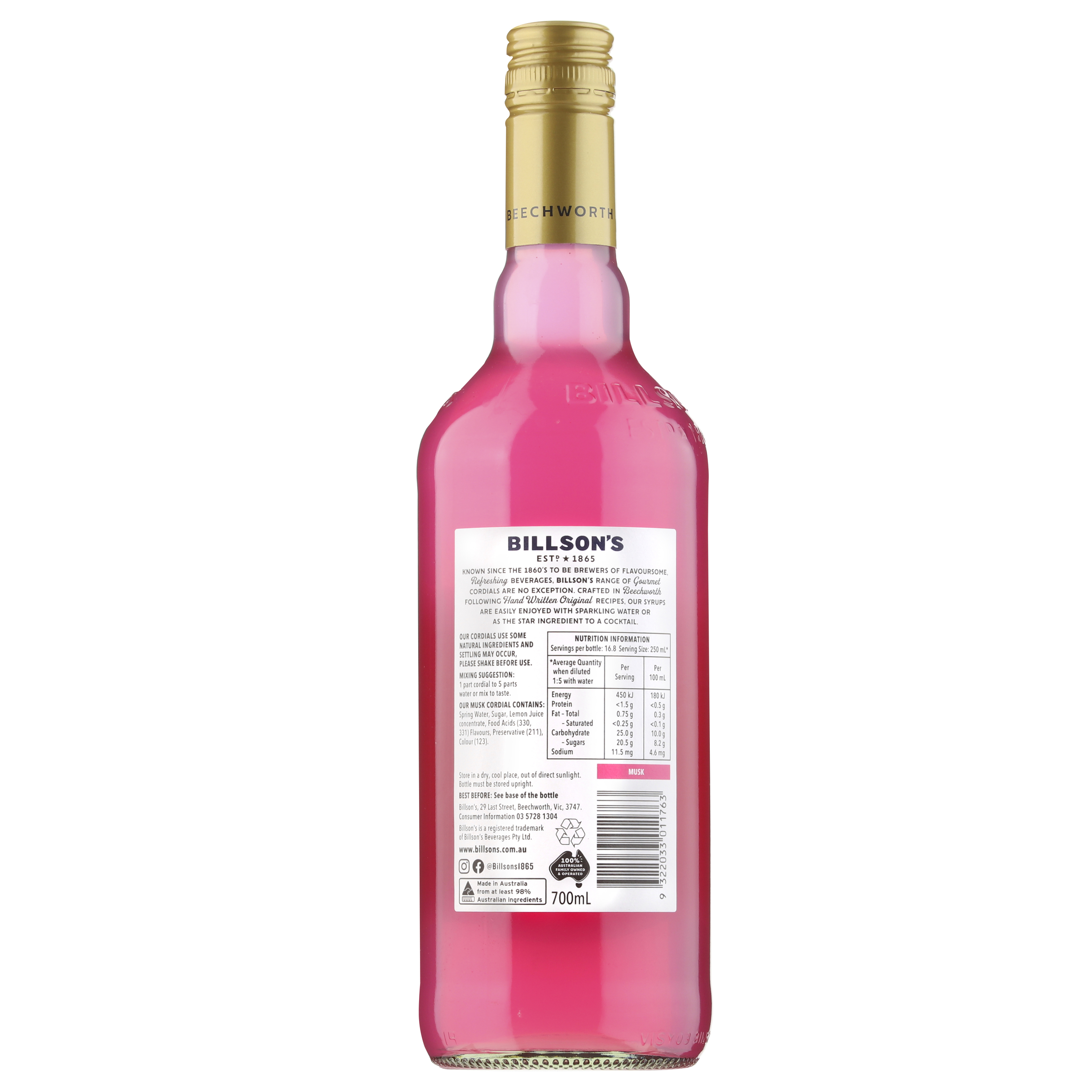Billson's Musk Cordial 700mL | Liquorland