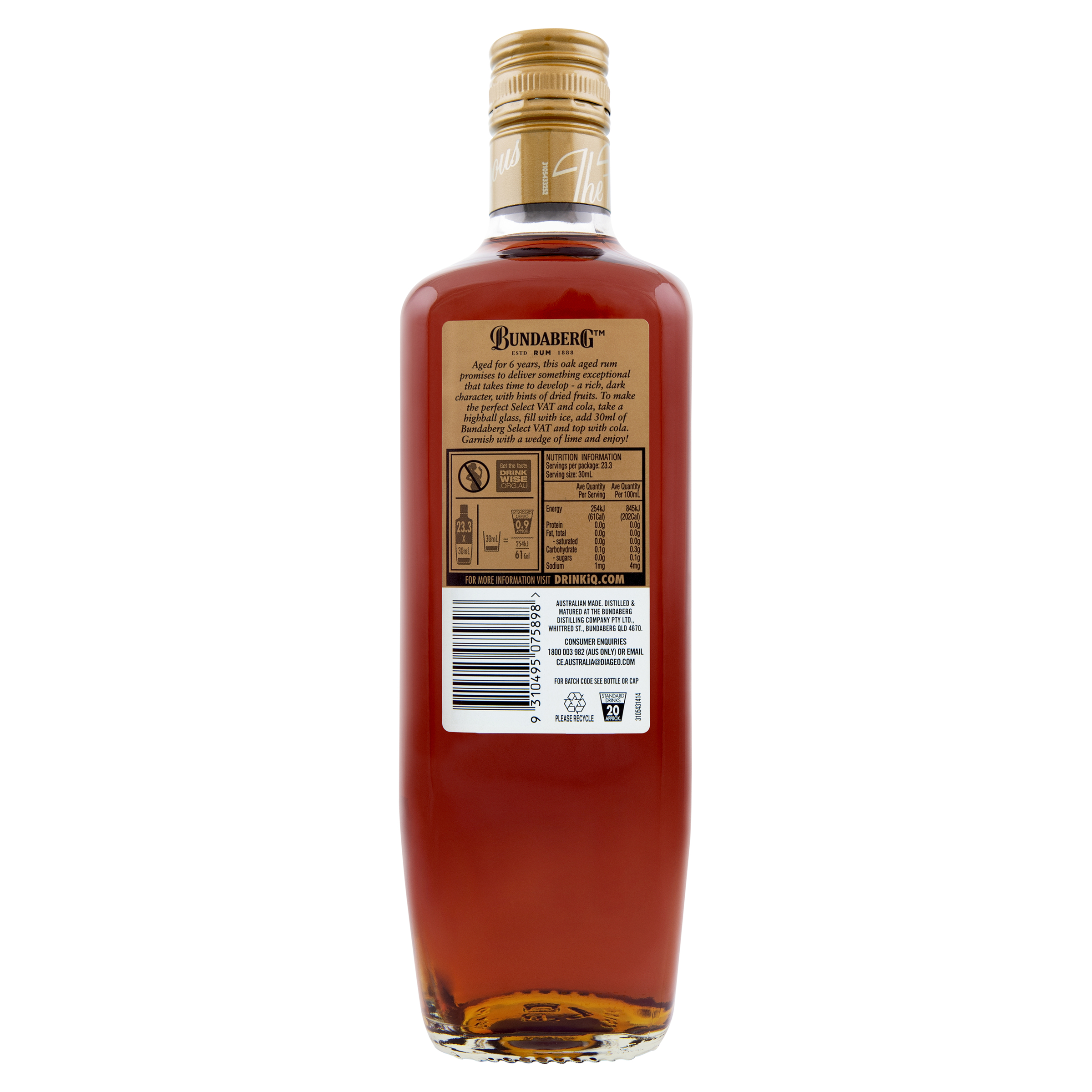 Bundaberg Rum Select Vat 700ml - Low Prices
