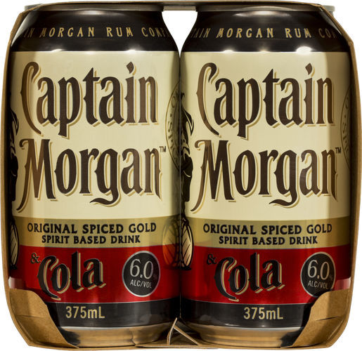 Captain Morgan Spiced Rum & Cola Can 6% 375mL | Liquorland