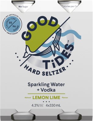 Buy Good Tides Hard Seltzer Lemon & Lime Vodka 330mL Online