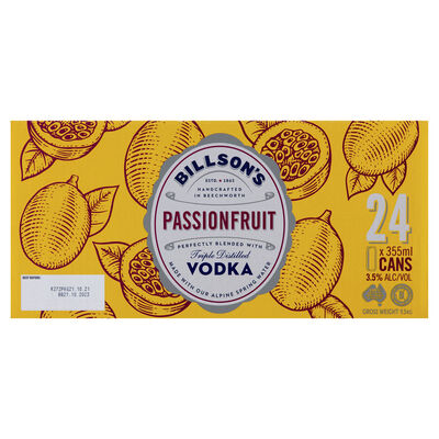 Billson's Passionfruit Vodka - Single, 4 & 24 Pack Deals
