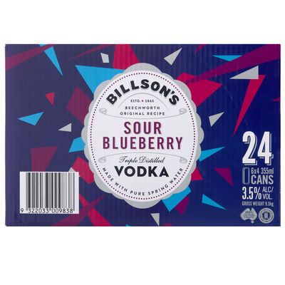 Billson's Sour Blueberry Vodka - Single, 4 & 24 Pack Deals