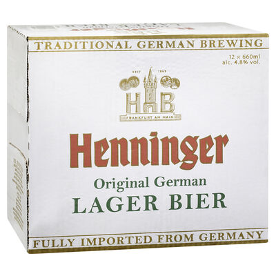 Henninger Lager Bottle 660mL - Single & 12 Pack Deals