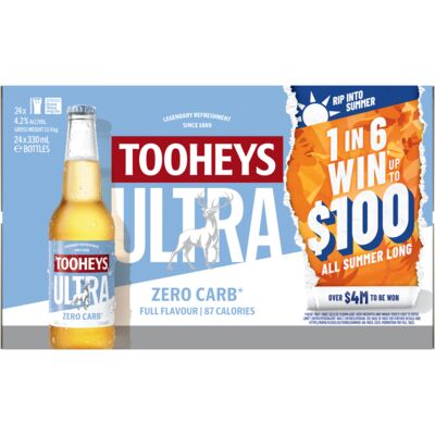 Tooheys Ultra Bottle 330mL - Single, 6 & 24 Pack Deals